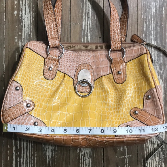 XOXO | Bags | Xoxo Satchel Purse Mustard Yellow And Tan Snake | Poshmark